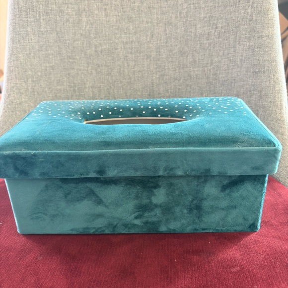 Accents | Never Use Bluegreen Velvet Tissue Box Cover With Beads 1x6x4 ...